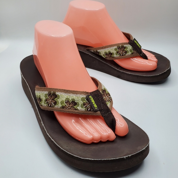 Teva | Shoes | Teva Platform Between The Toe Thong Sandals Size 1 With ...